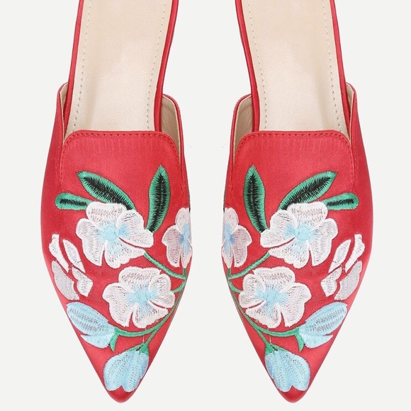 Shoes | Floral Embroidered Mules | Poshmark